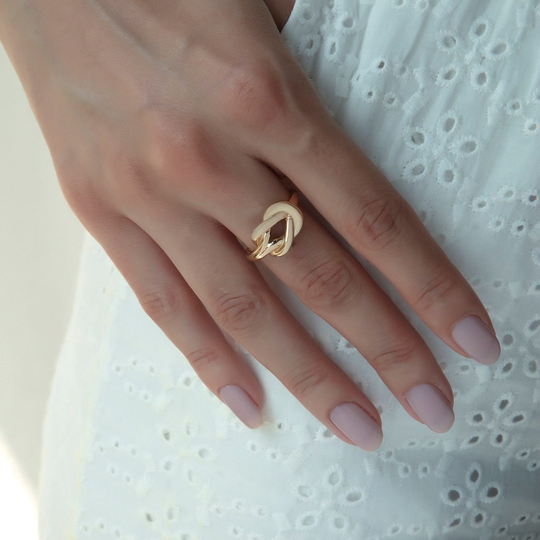 14K Solid Gold Infinity Ring, Gold Infinity Knot Ring, Wide Knot Gold ...