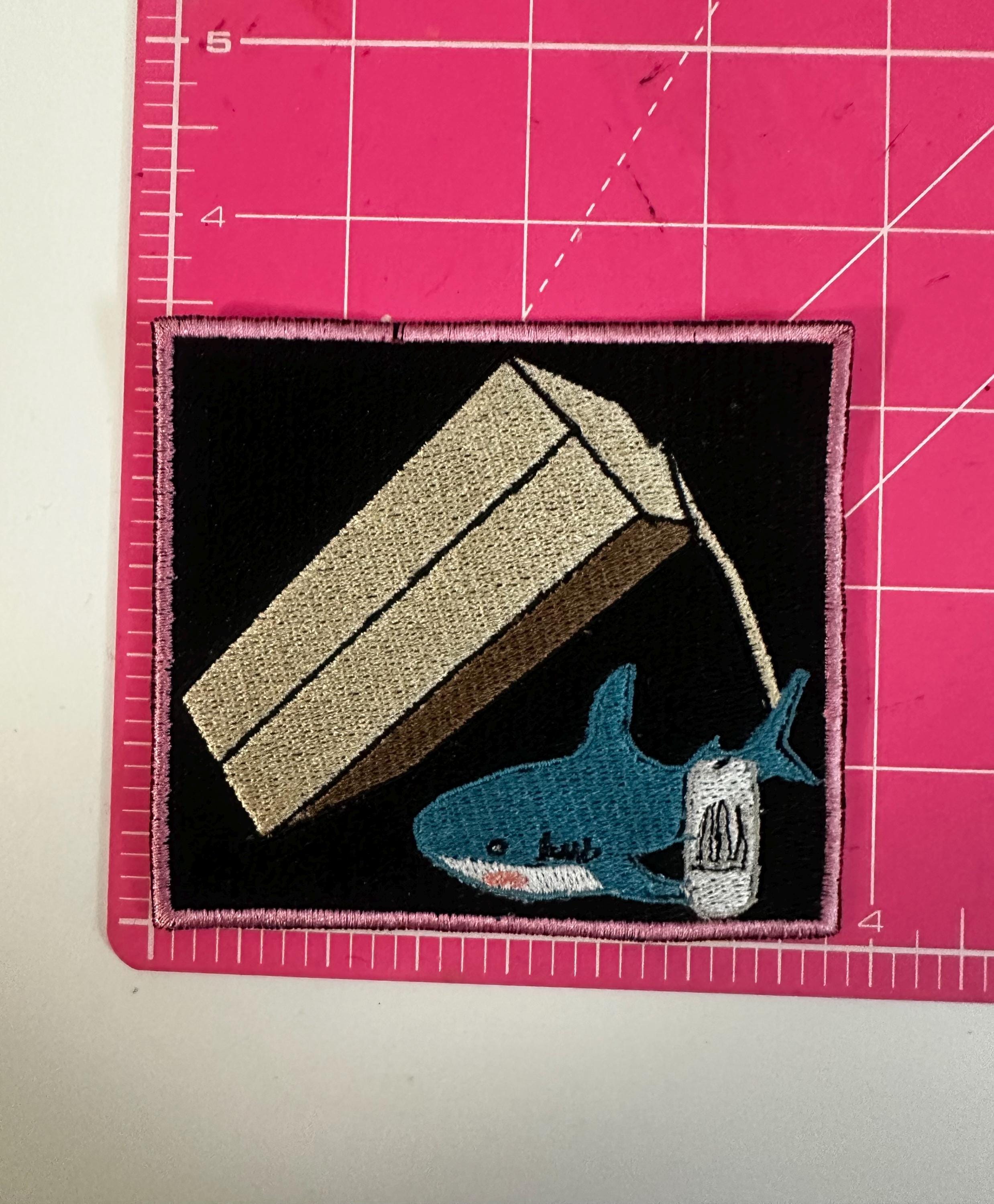 Blahaj Shark Embroidered Patch: Energy Drink Trap Meme, 3.5" Square - Etsy
