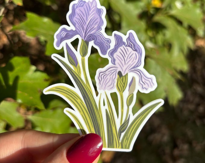 Iris Sticker, Waterproof Sticker, Flower Decal, Water Bottle, Laptop ...