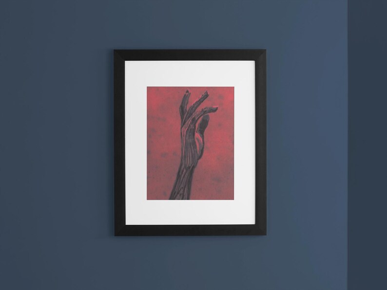 Red Hand Reach - Stylized Black Drawn Hand Illustration - Etsy