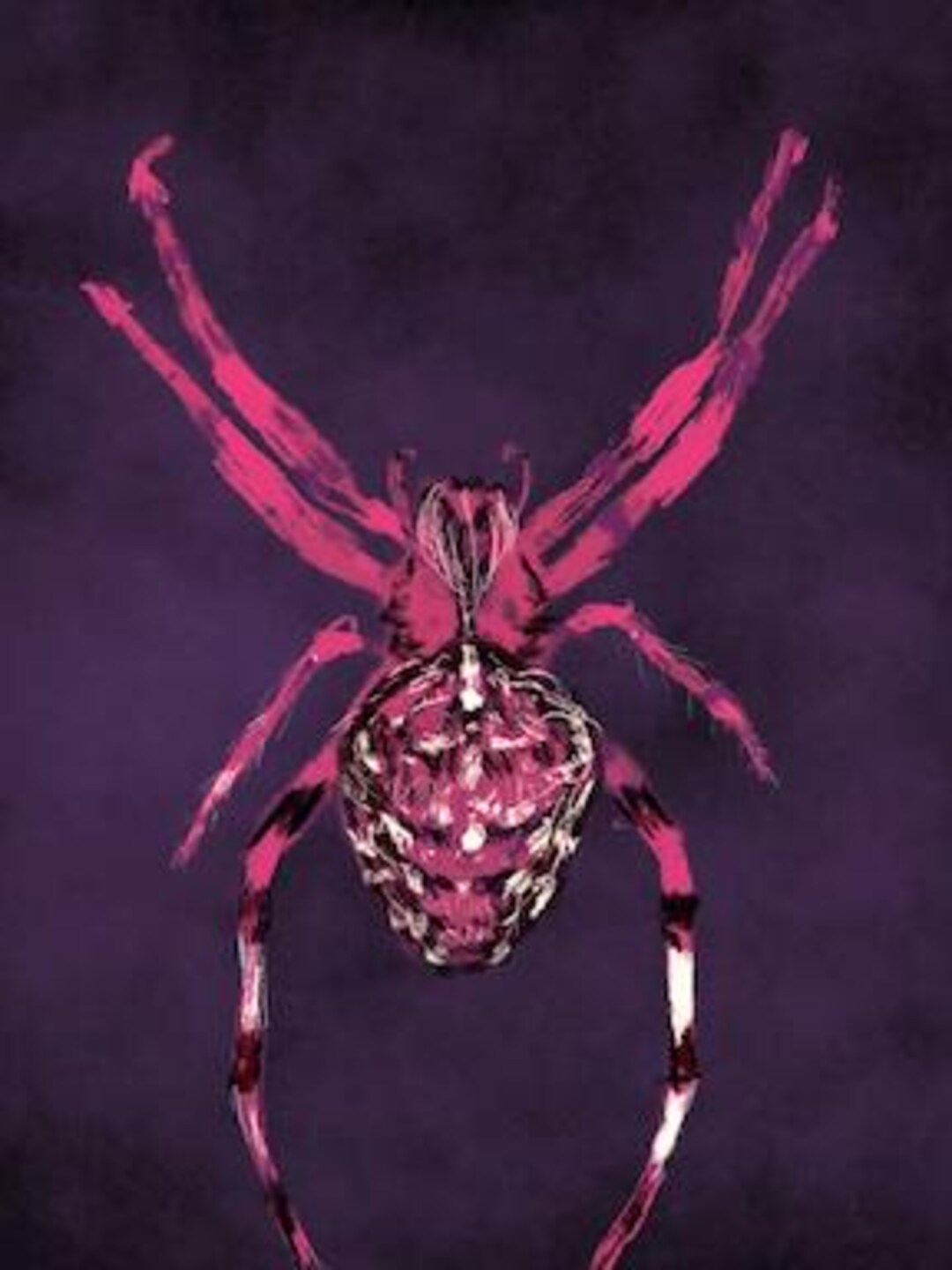 Spider Bite - Pink Spider With Dark Purple Watercolor Background - Etsy