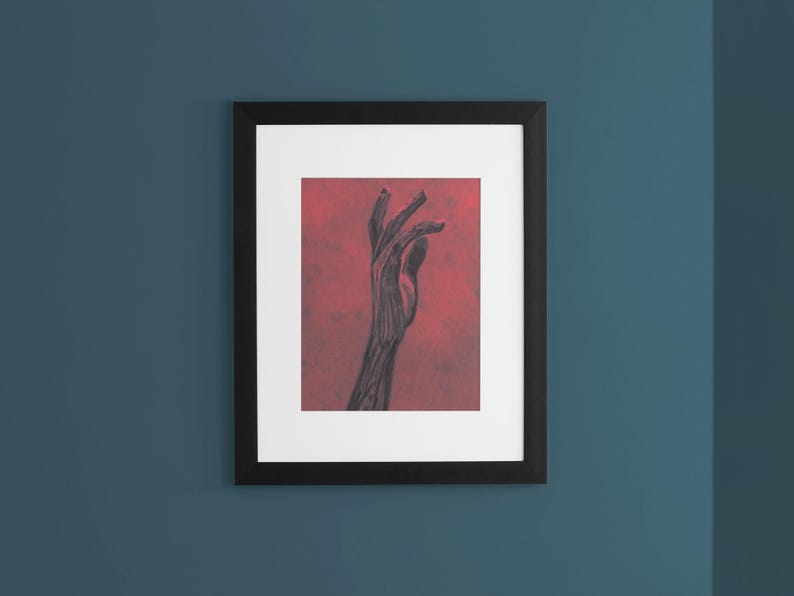 Red Hand Reach - Stylized Black Drawn Hand Illustration - Etsy
