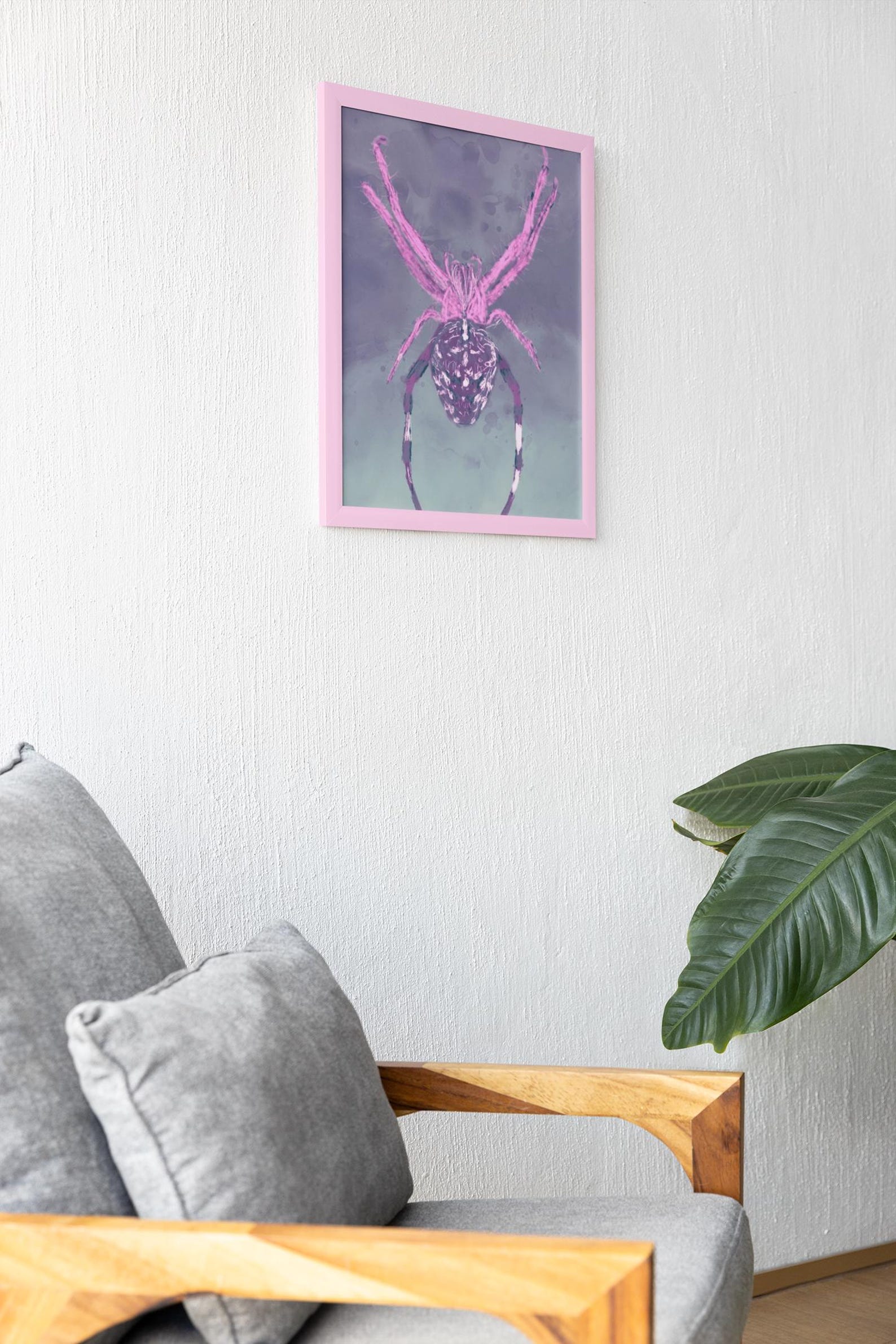 Slightly Scary Spider Pink and Purple Original Stylized Unique Artwork ...