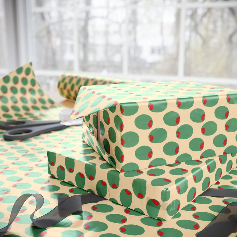 OLIVE YOU SOMUCH - Hand Illustrated Olive-print Wrapping Papers - Etsy