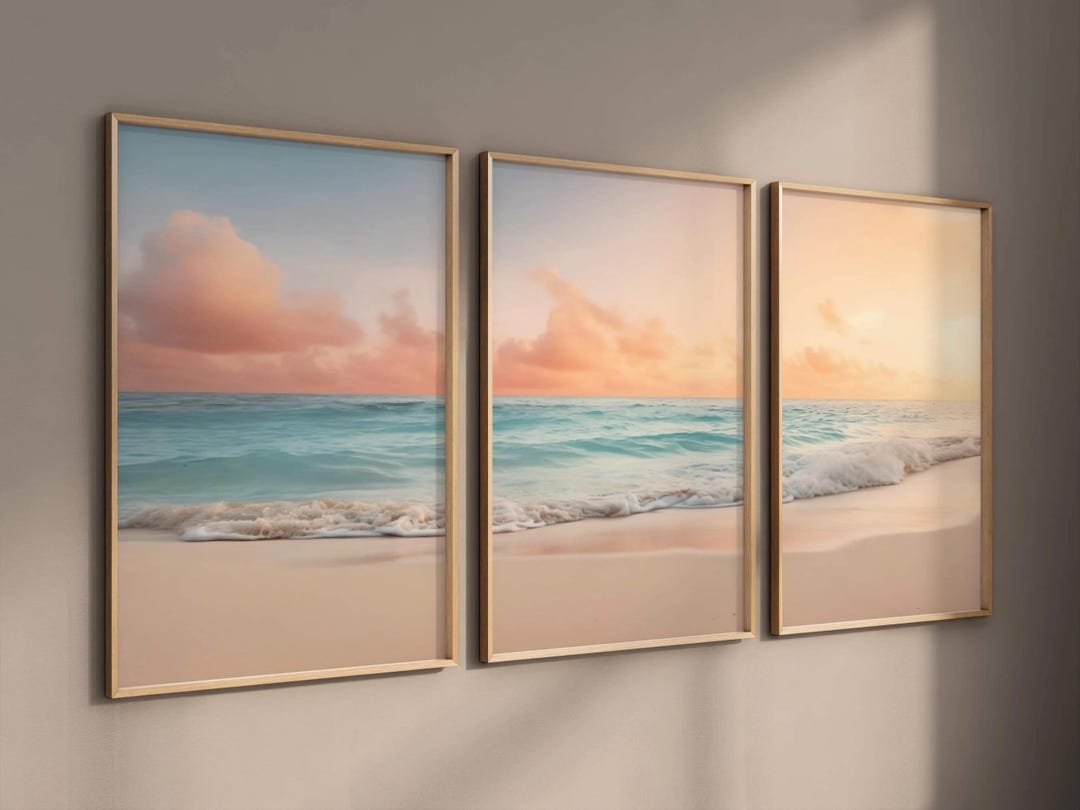 Set of 3 Beach Print, Three Piece Wall Art, Triptych Printable Set ...