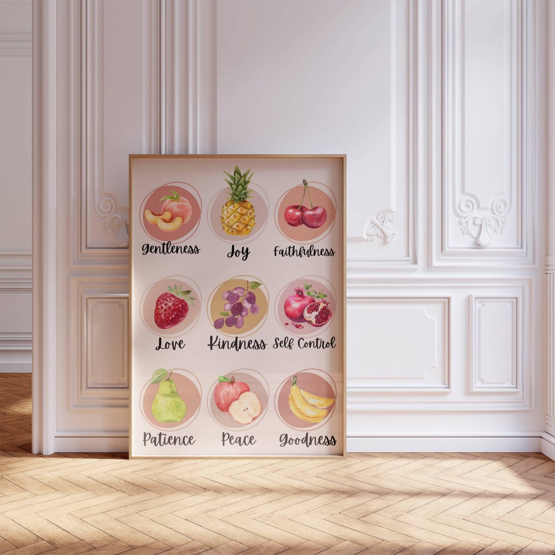 Fruit of the Spirit Wall Art, Retro Christian Print, Scripture Poster ...