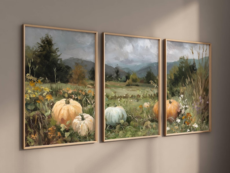 3 Piece Fall Pumpkin Print Set - Instant Digital Download - Etsy
