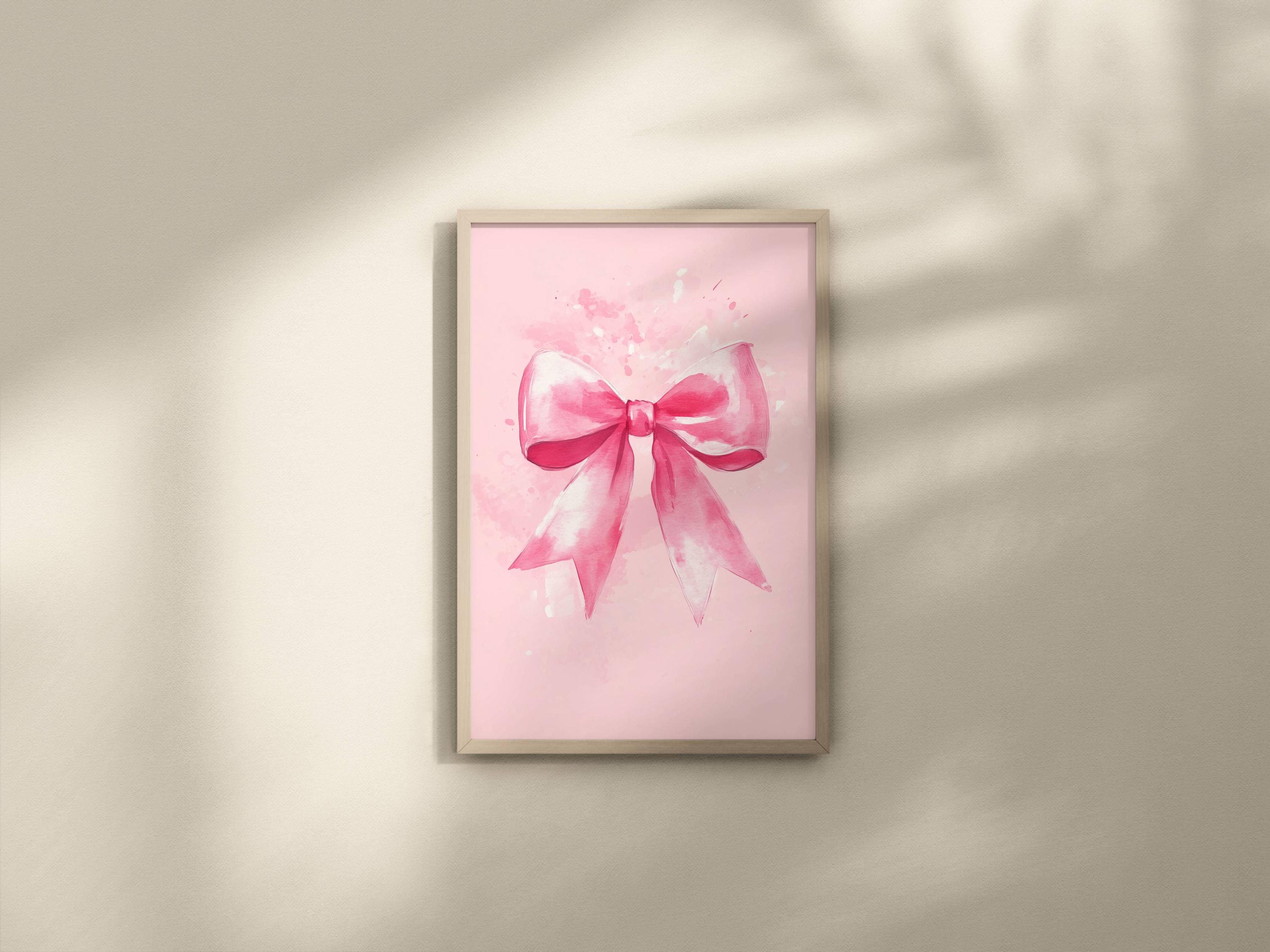 Pink Coquette Bow Print, Minimalist Bow Wall Art, Pink Coquette Decor ...