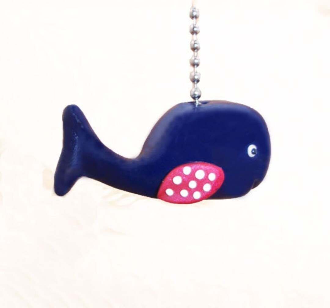 Whale Fan Pull Chain Blue and Red or Custom Nautical Nursery Decor Kid ...