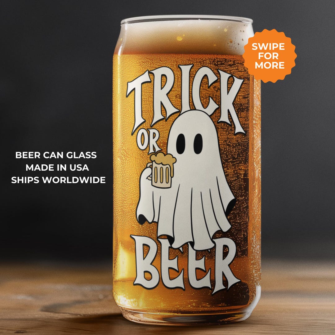 Halloween Ghost Beer Glass Can Spooky Vibes Barware Halloween Glassware ...