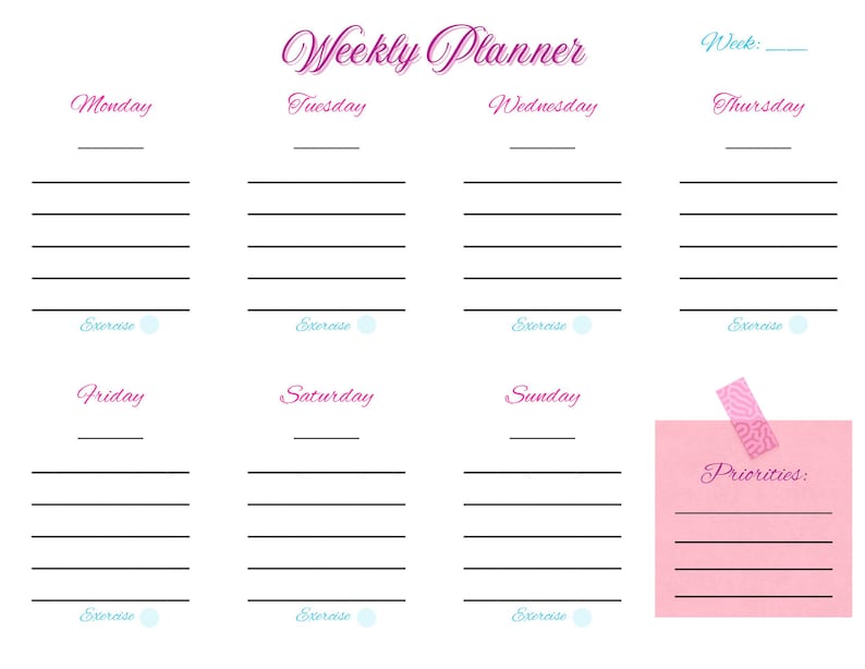 Printable Weekly Planner PDF- Organize Your Week, Set Goals & Boost ...