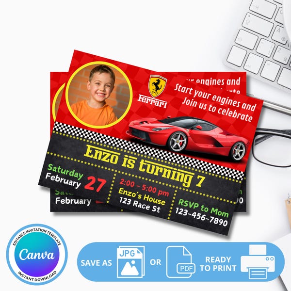Ferrari Invitation - Etsy
