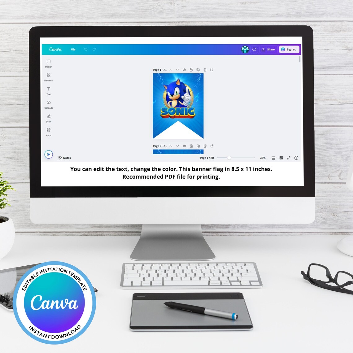 Sonic Banner Flag |sonic Banner Printable, Editable Sonic Birthday ...