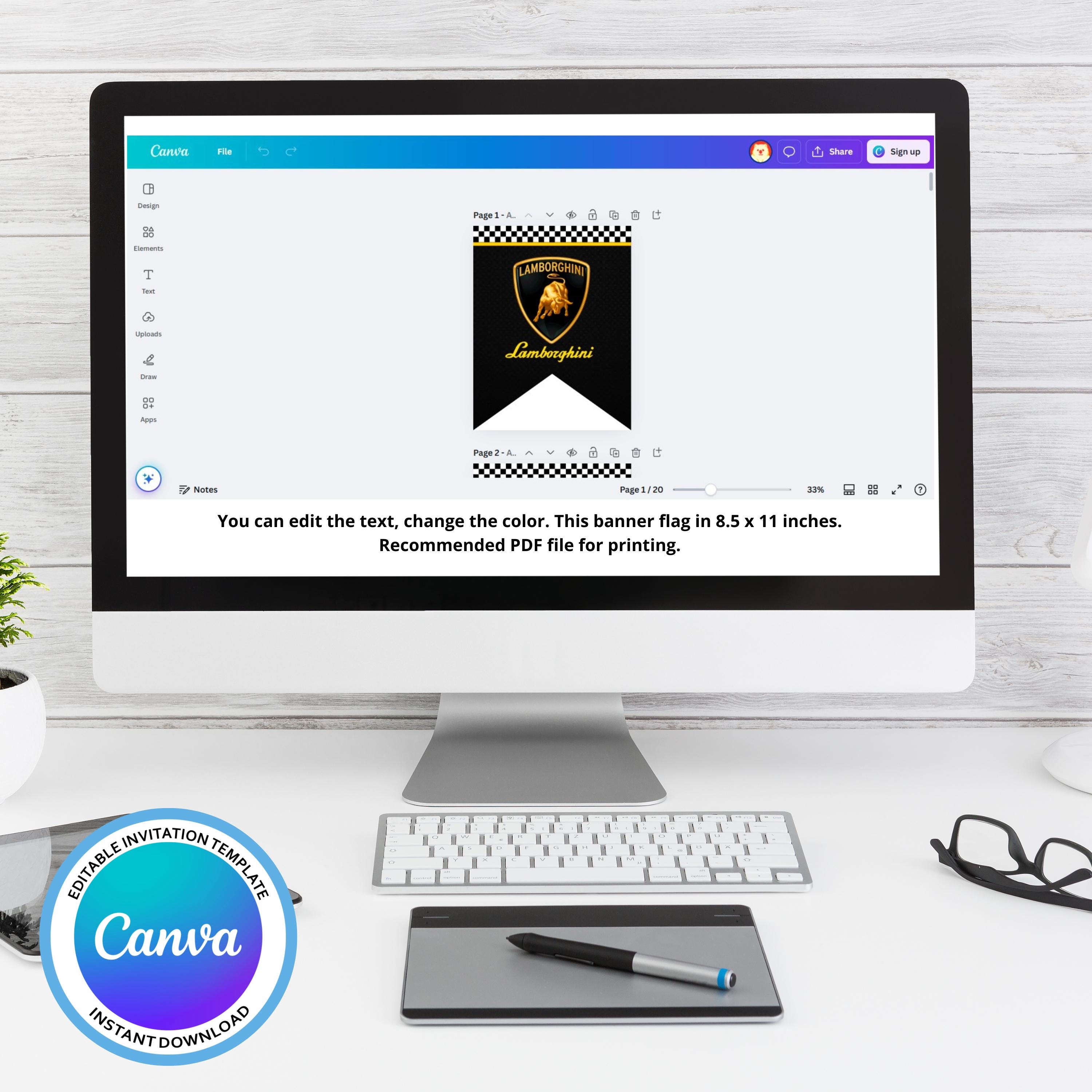 Lamborghini Banner Flag | Lamborghini Banner Printable, Editable ...