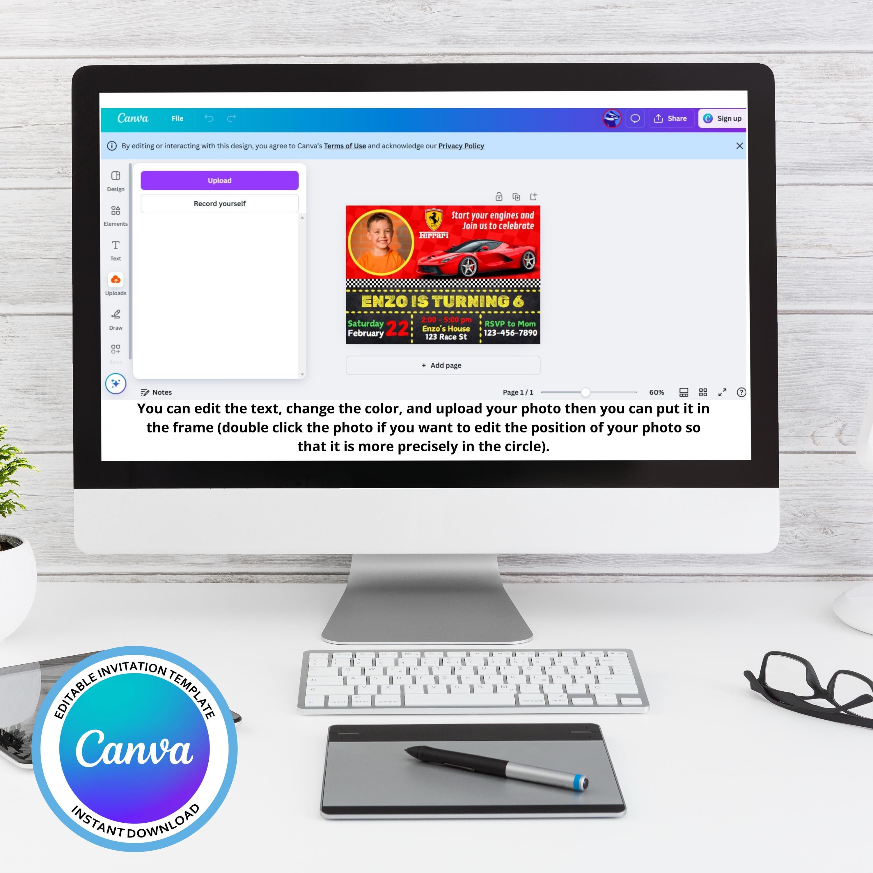 Ferrari Invites, Ferrari Birthday Invitation, Ferrari Party Invitation ...