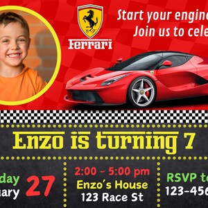 Ferrari Invites, Ferrari Birthday Invitation, Ferrari Party Invitation ...