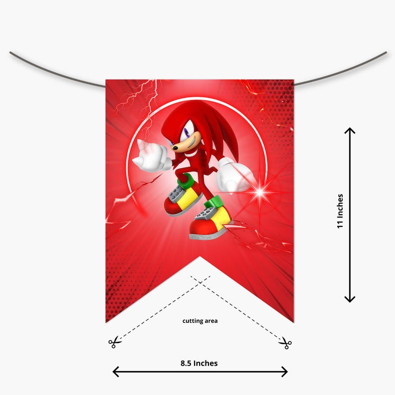 Sonic Knuckles Banner Flag | Red Sonic Banner Printable, Editable ...
