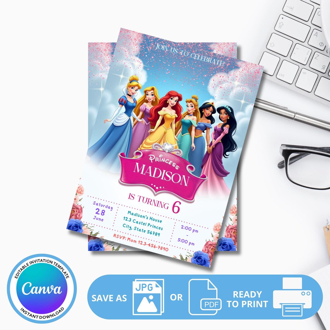 Editable Princess Birthday Invitation | Castle Princess Printable ...