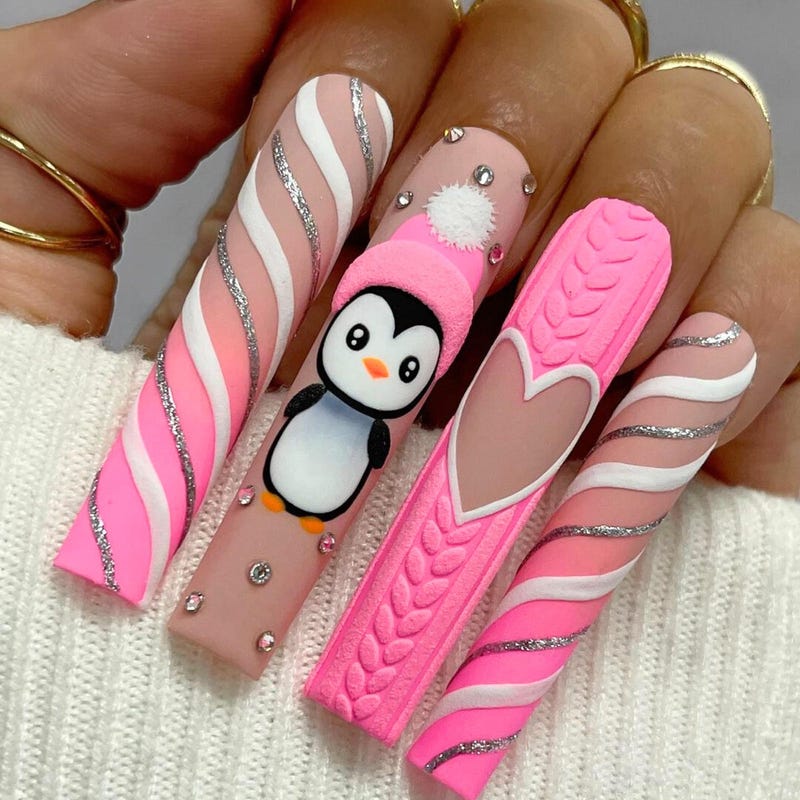 Hand Painted Fake Nails - Etsy