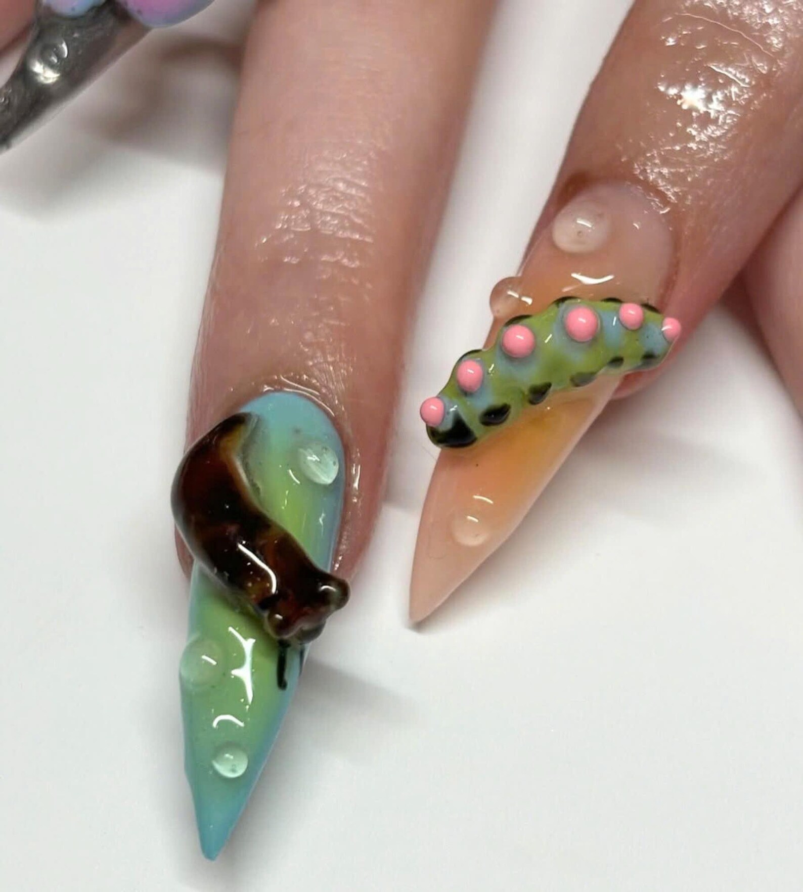 Insect & Flower Garden Stiletto Press on Nail, Hot Trend Spring-summer ...