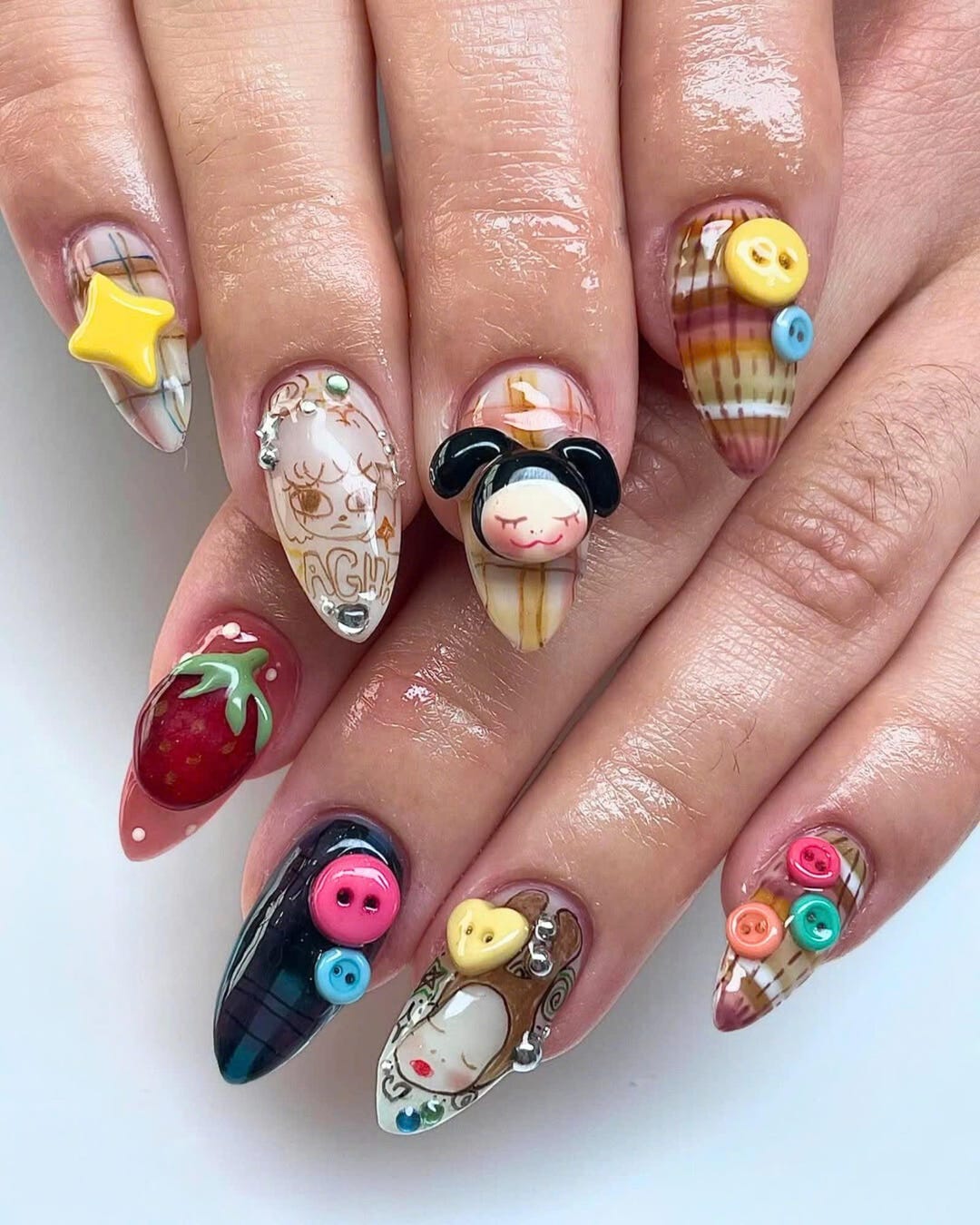 Custom Cute Cartoon Press on Nails, Unique Cartoon Nail Art With Cute ...