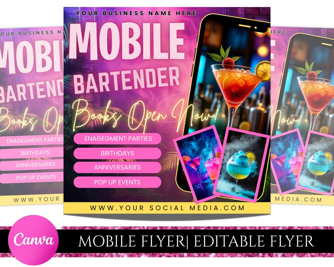 Editable Mobile Bartending Flyer: Corporate Event, Mixologist Service ...
