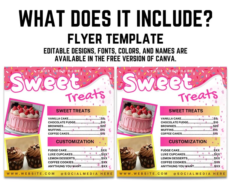 Bakery Flyer Editable Canva Template , Sweet Treats Flyer, Bake Sale ...