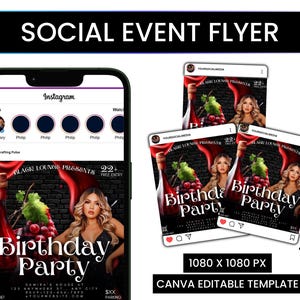 Social Event Flyer Template for Canva, DIY Event Flyer, Party Flyer ...
