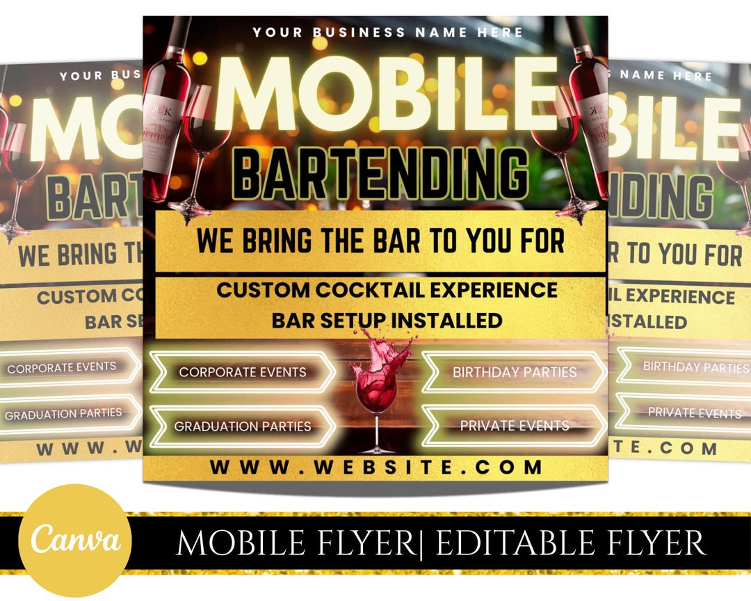 Editable Mobile Bartending Flyer: Corporate Event, Mixologist Service ...
