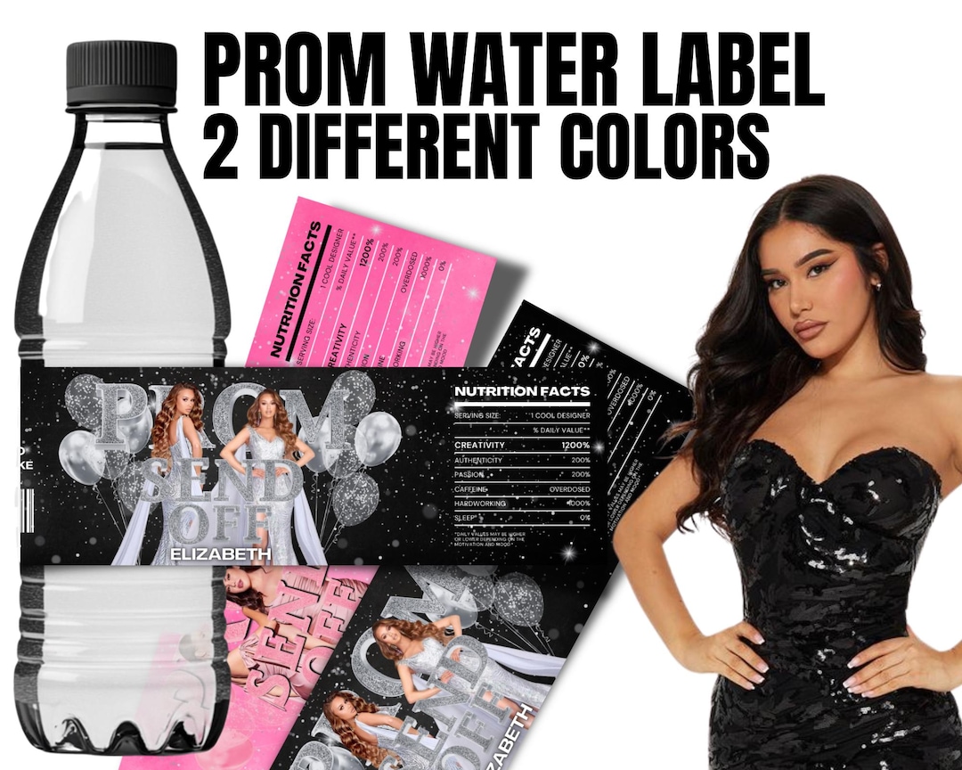 Prom Water Bottle Labels, Silver Prom Send-off Water Bottle Label, Prom ...