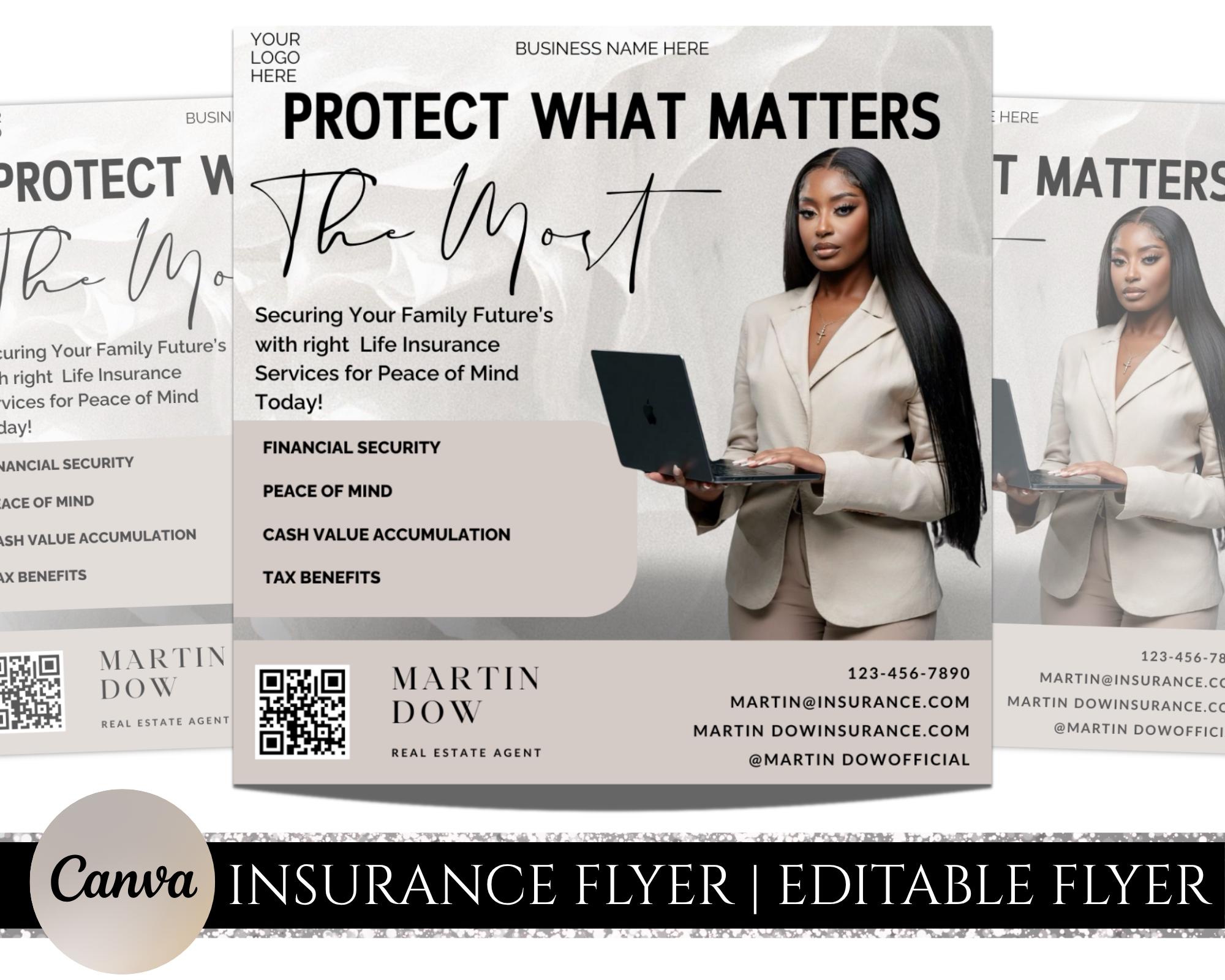 Life Insurance Agent Flyer, DIY Flyer Template Design, Financial ...