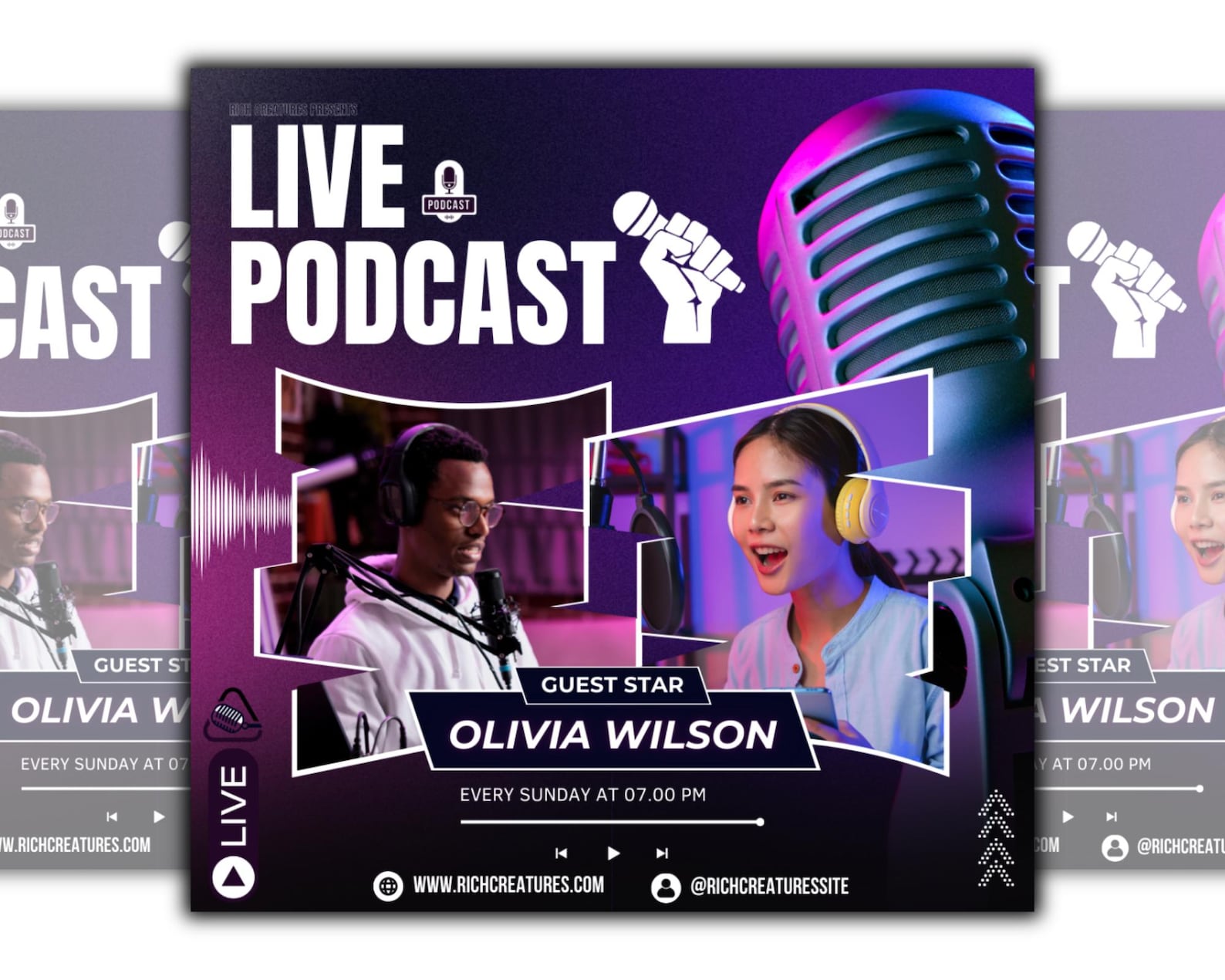 DIY Podcast Flyer for Women, Talkshow, Youtube Stream, Instagram Live, Business Promo Invitation ...