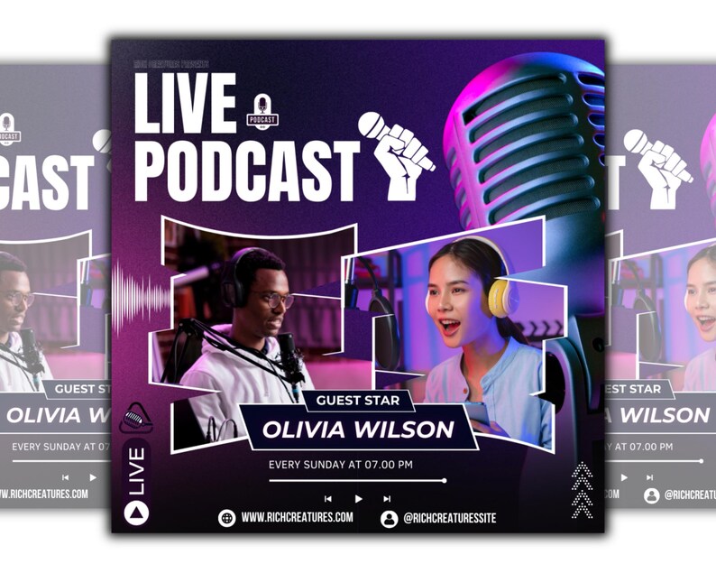 DIY Podcast Flyer for Women, Talkshow, Youtube Stream, Instagram Live ...