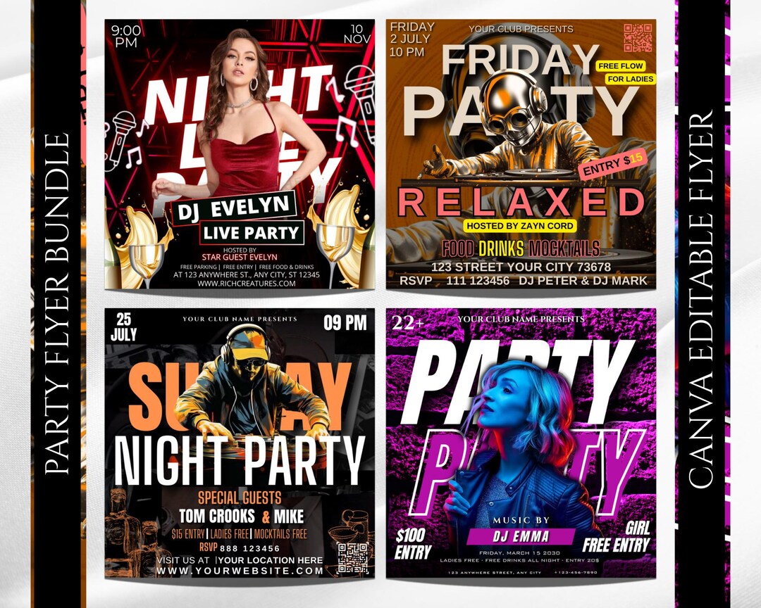 Party Flyer Bundle, Editable Kickback Club Flyer, Freaknik Party Flyer ...