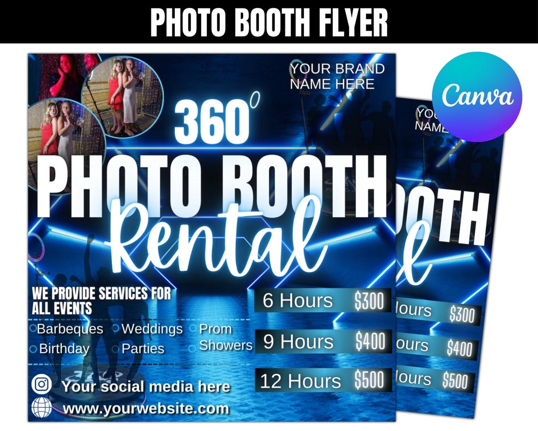 360 Photo Booth Rental Flyer: DIY Event Photography (canva Template) - Etsy