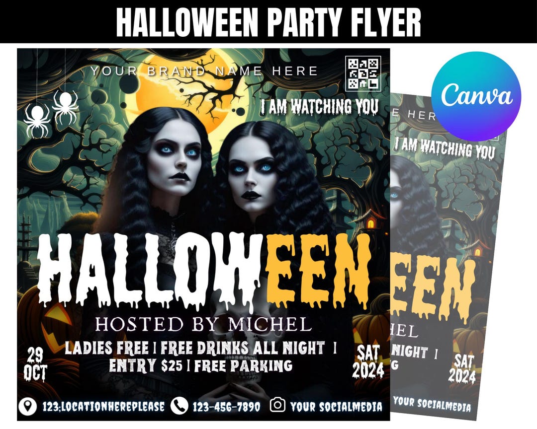 EDITABLE Canva Flyer, Club Flyer, Halloween Party, Urban Music, Event ...