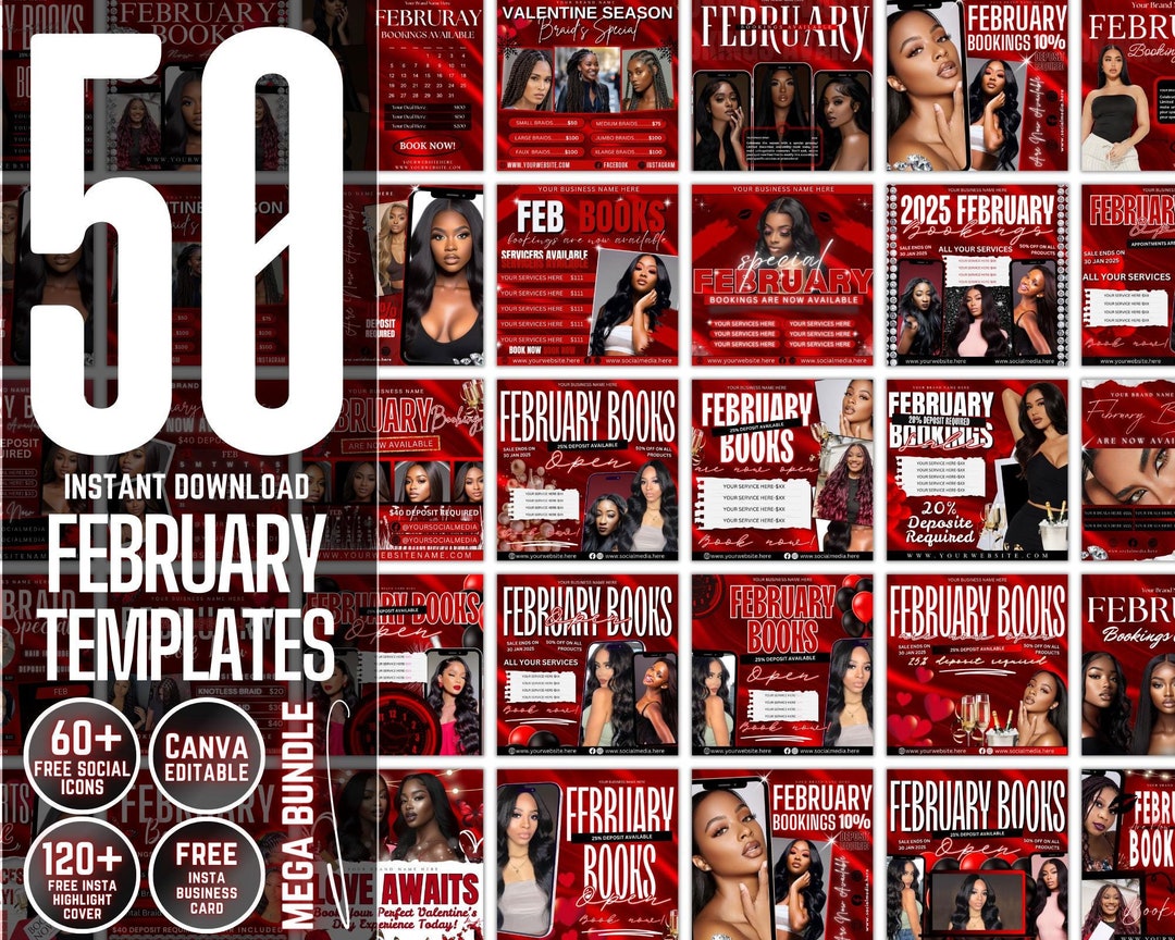 50+ Valentines Day Flyer Bundle, February Booking Flyer, February ...