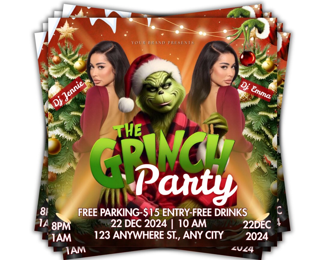 DIY Christmas Party Flyer Template, Editable on Canva, Adult Party ...