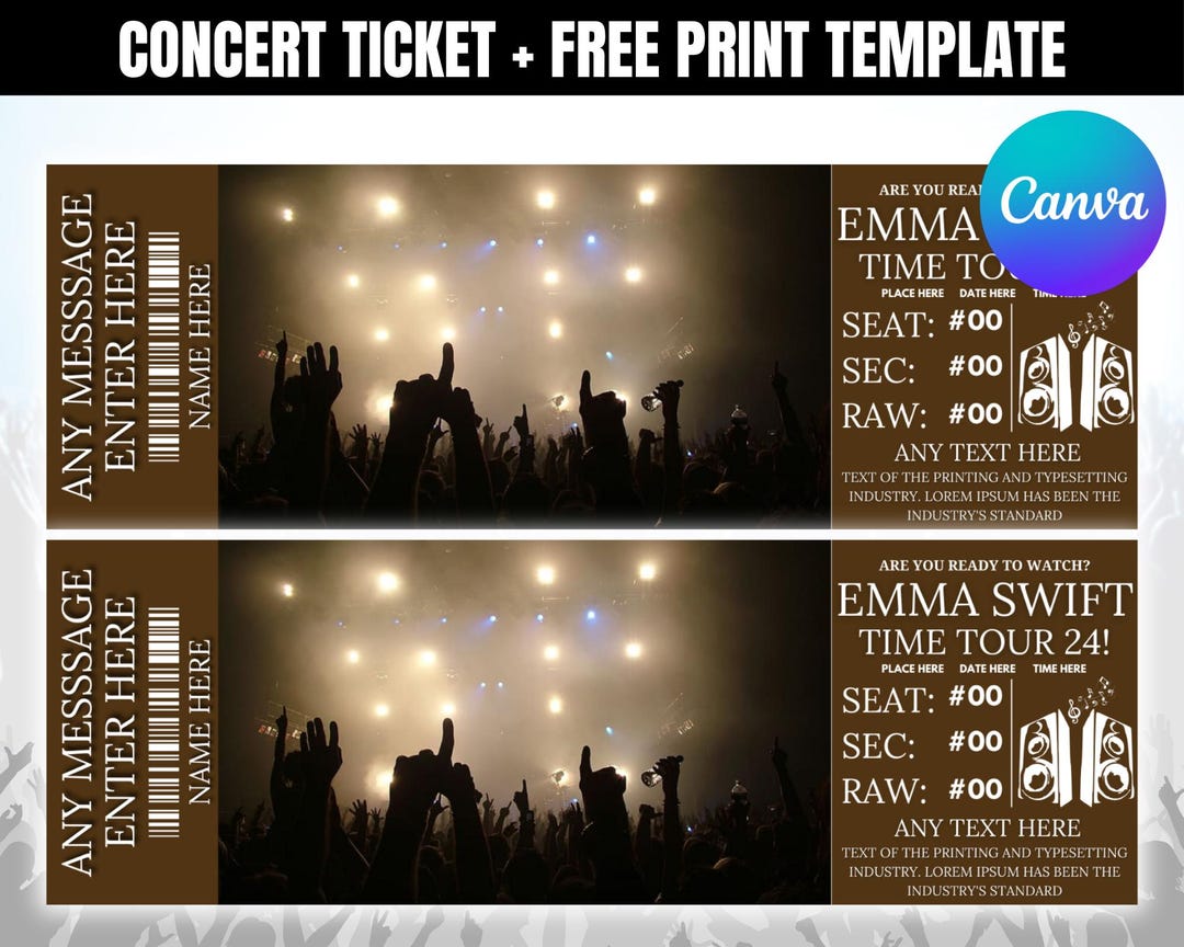 Editable Concert Ticket Template, DIY Concert Ticket, Memorabilia ...