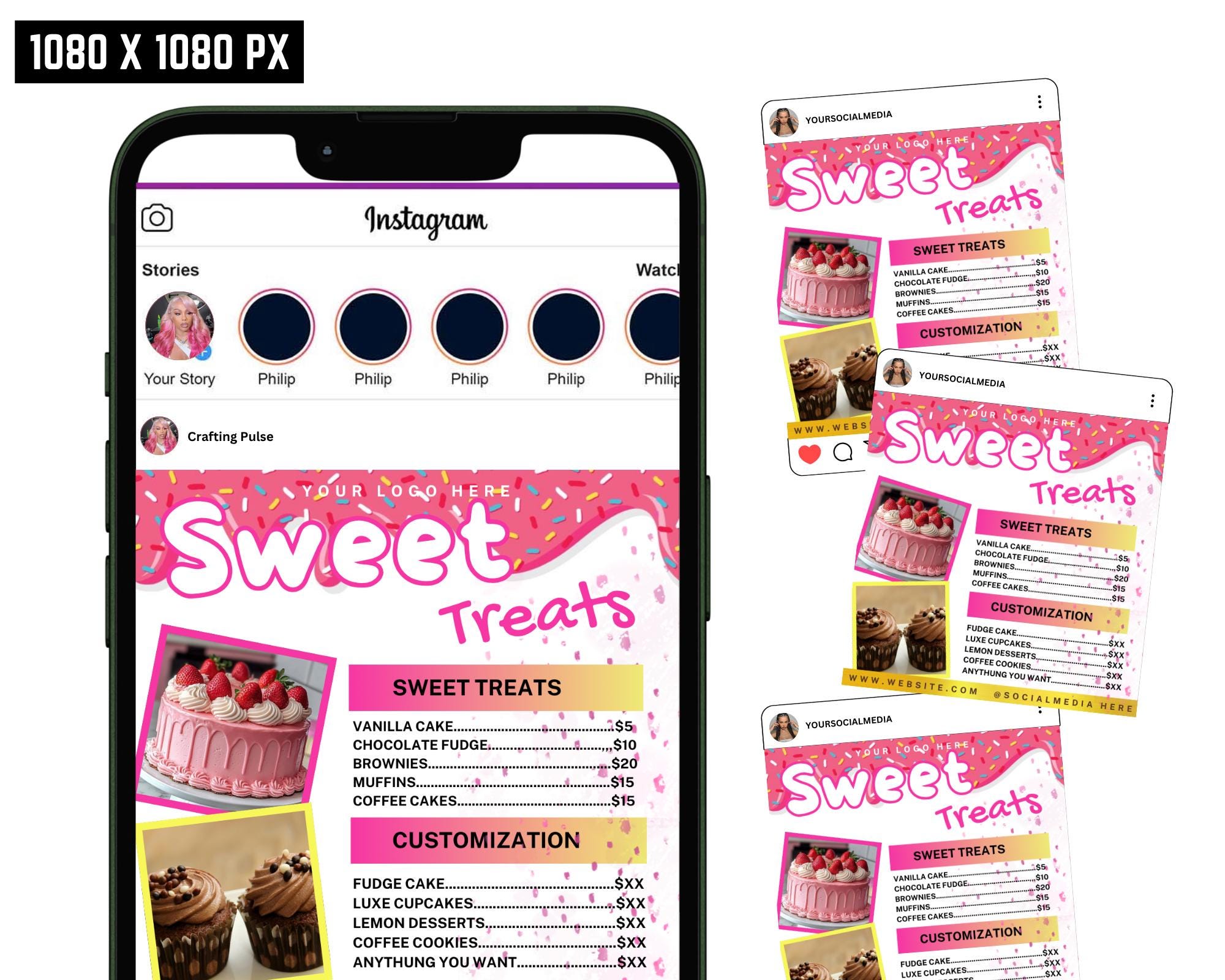 Bakery Flyer Editable Canva Template , Sweet Treats Flyer, Bake Sale ...