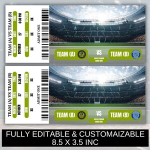 Editable Football Ticket, Football Ticket Gift, Sport Tickets, Football ...