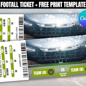 Editable Football Ticket, Football Ticket Gift, Sport Tickets, Football ...