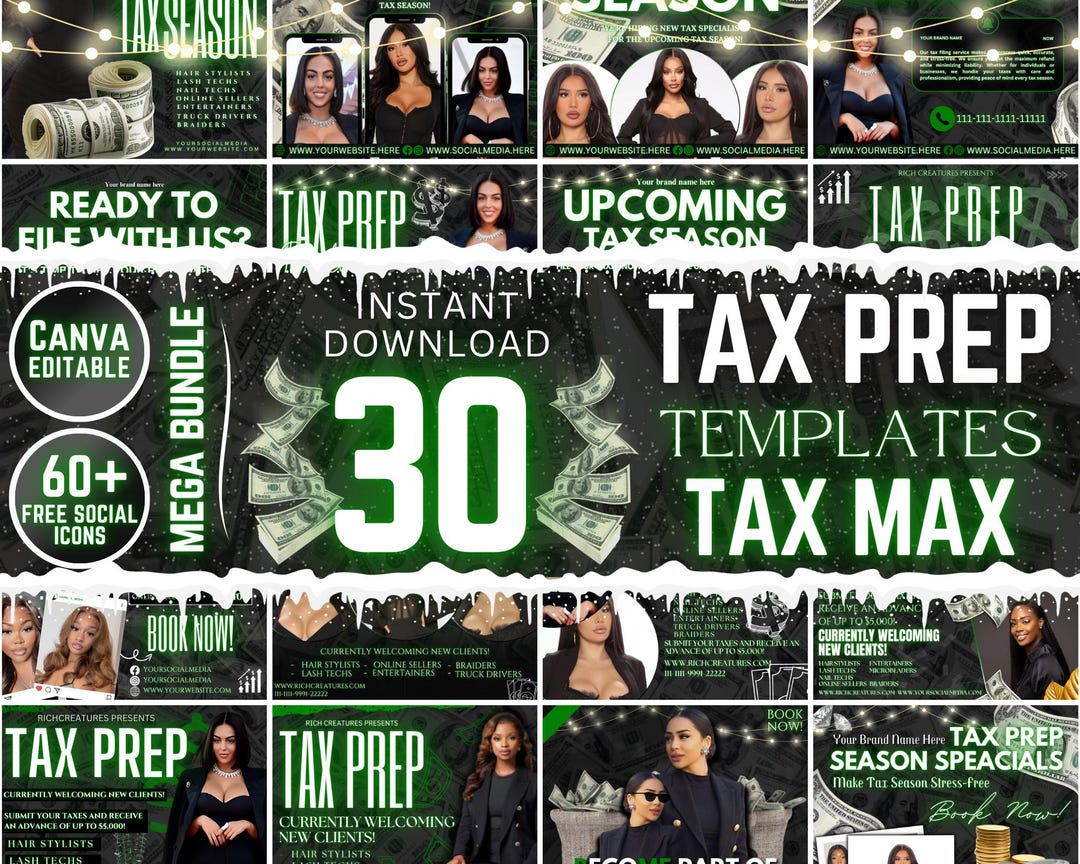 30 Tax Prep Bundle, Tax Prep Flyer, Tax Prep Instagram, Tax Flyer ...