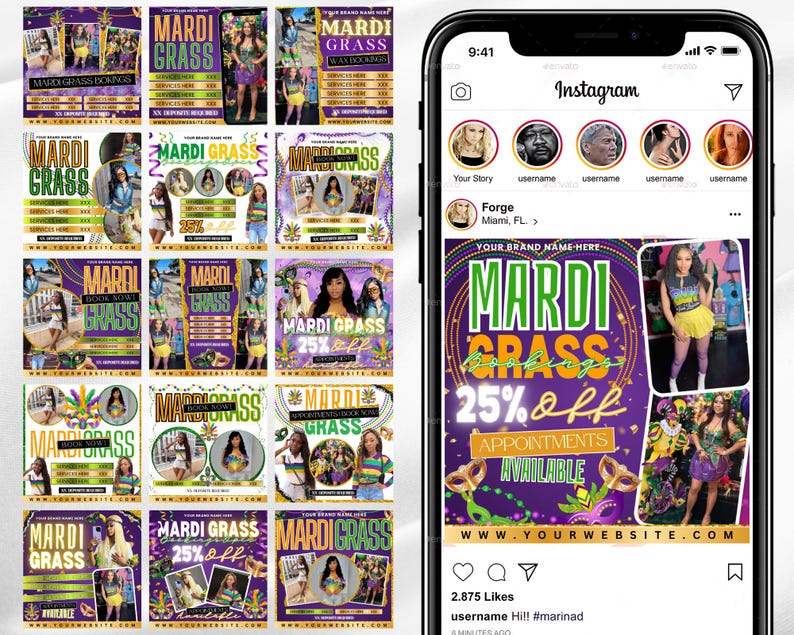 20x Mardi Gras Bookings Flyer, Book Now Flyer, Mardi Gras Appointment ...