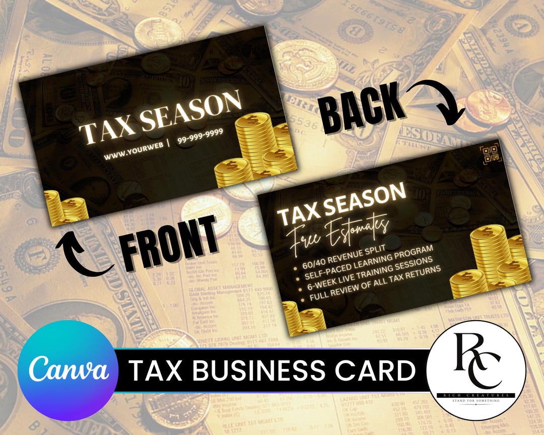 DIY Tax Business Card, Tax Prep Business Card, Tax Refund Business Card ...