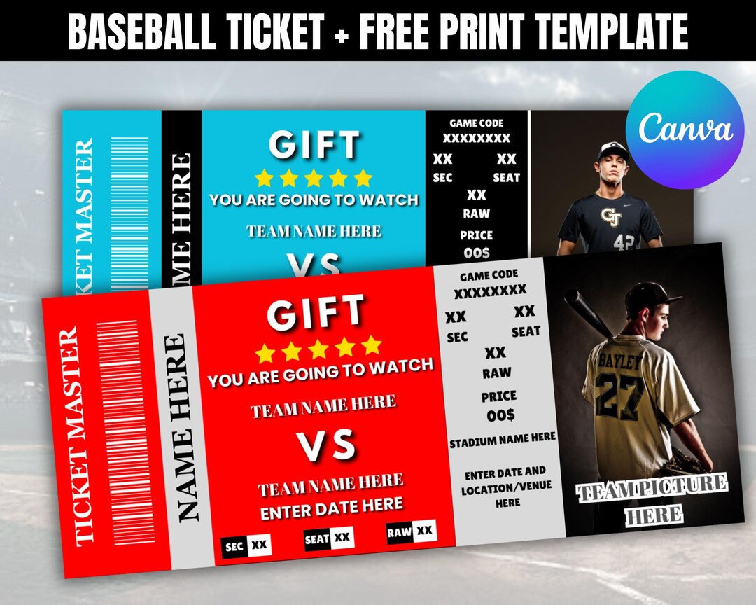 Editable Baseball Tickets, Sports Tickets, Baseball Surprise Ticket ...