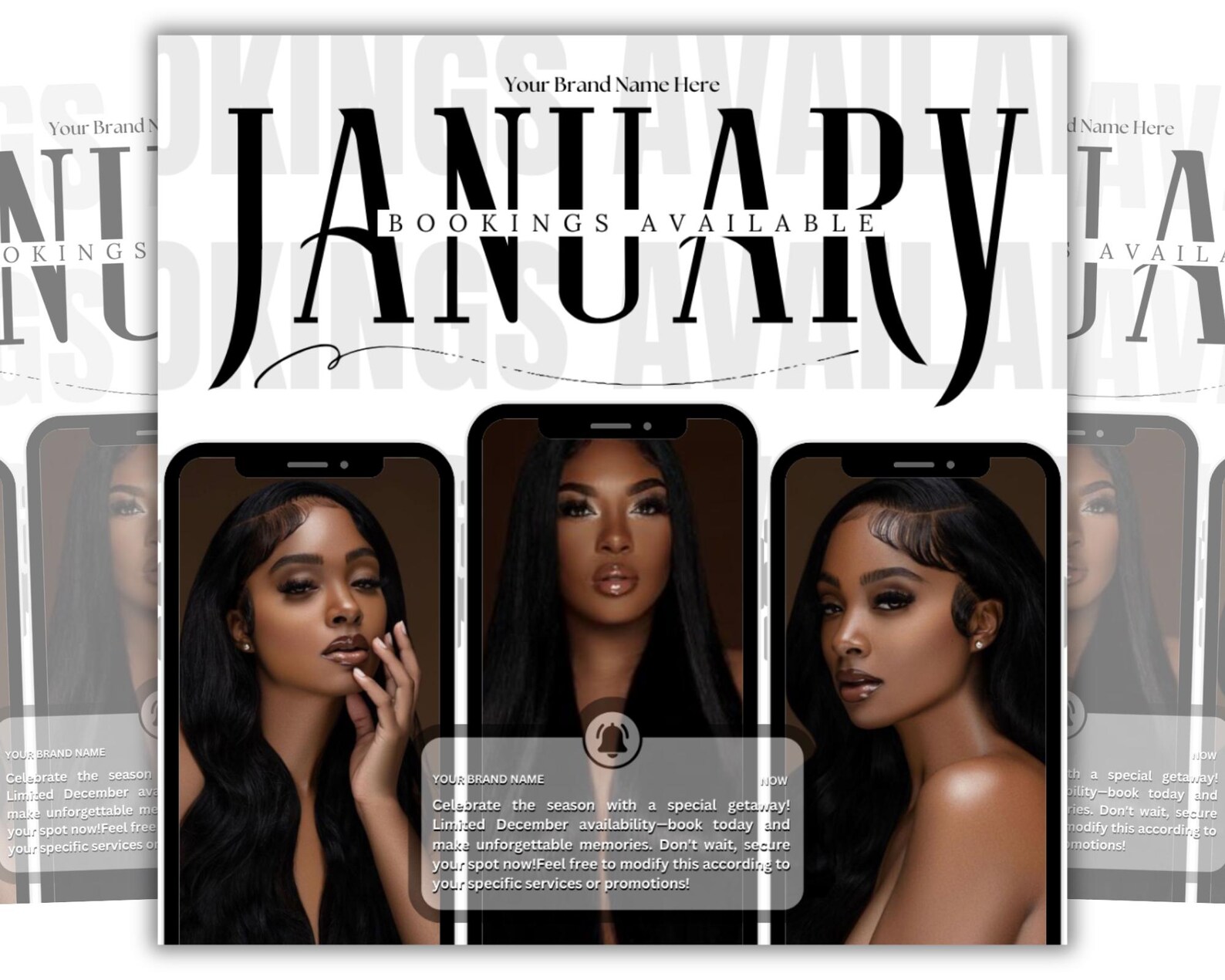 January Booking Flyer, January Books Open, Now Booking January, January ...