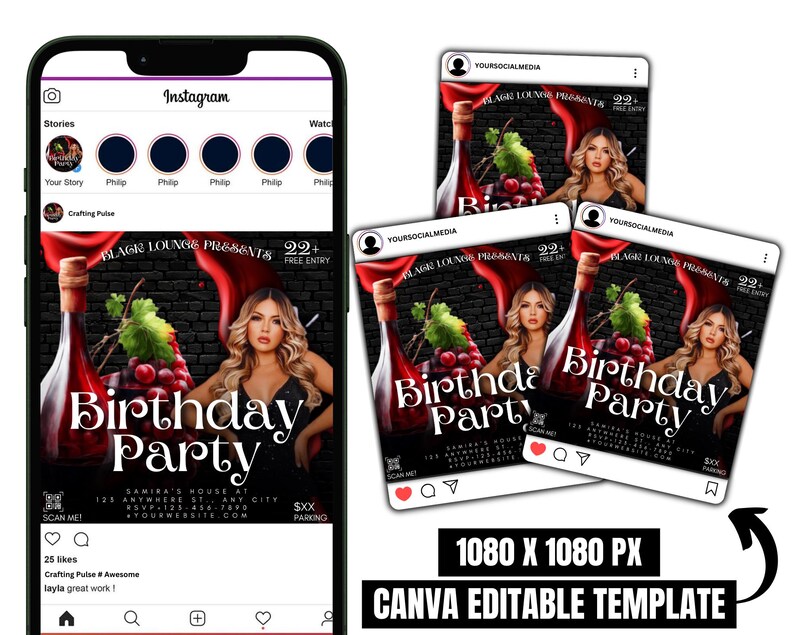 Social Event Flyer Template for Canva, DIY Event Flyer, Party Flyer ...