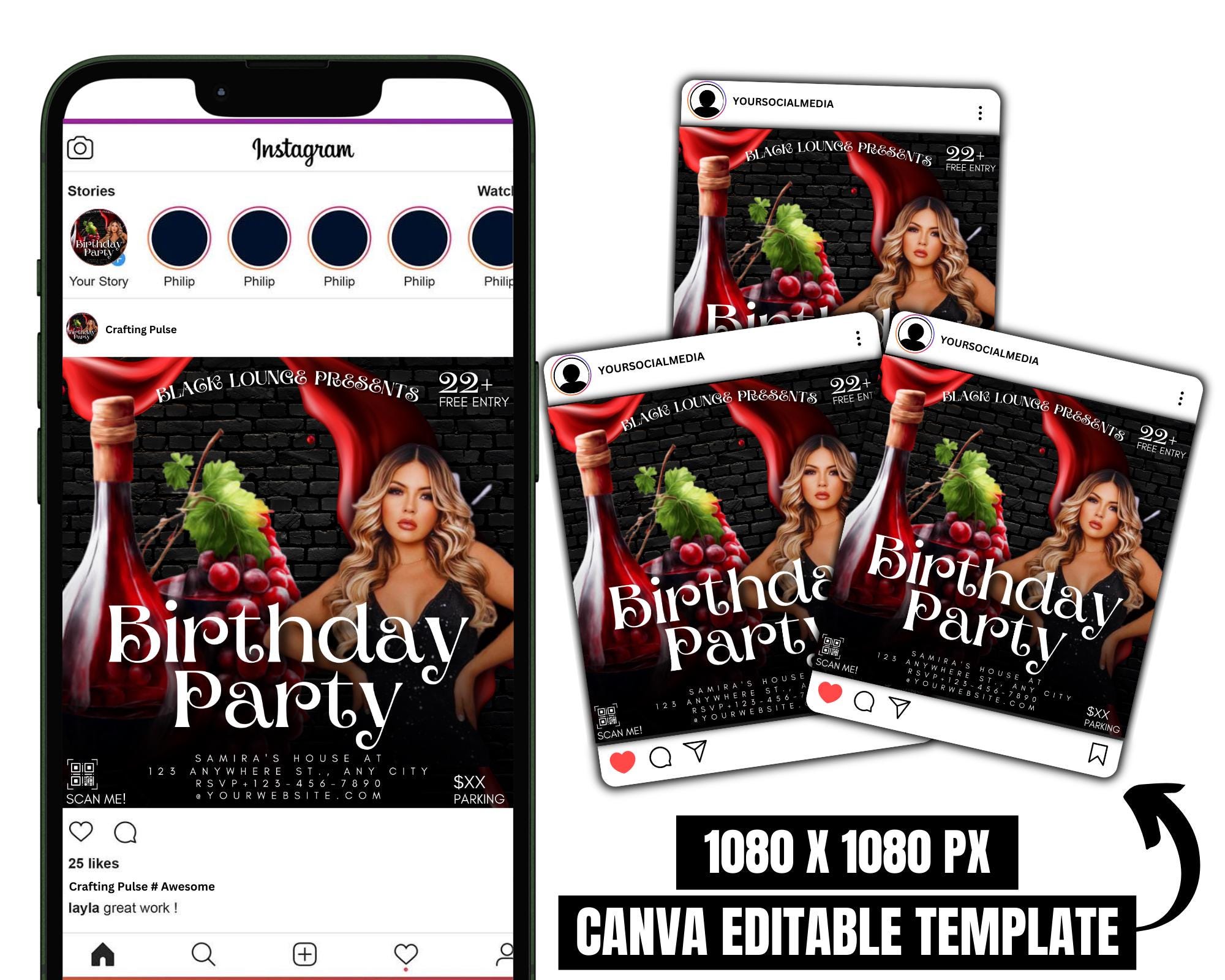 Social Event Flyer Template for Canva, DIY Event Flyer, Party Flyer ...