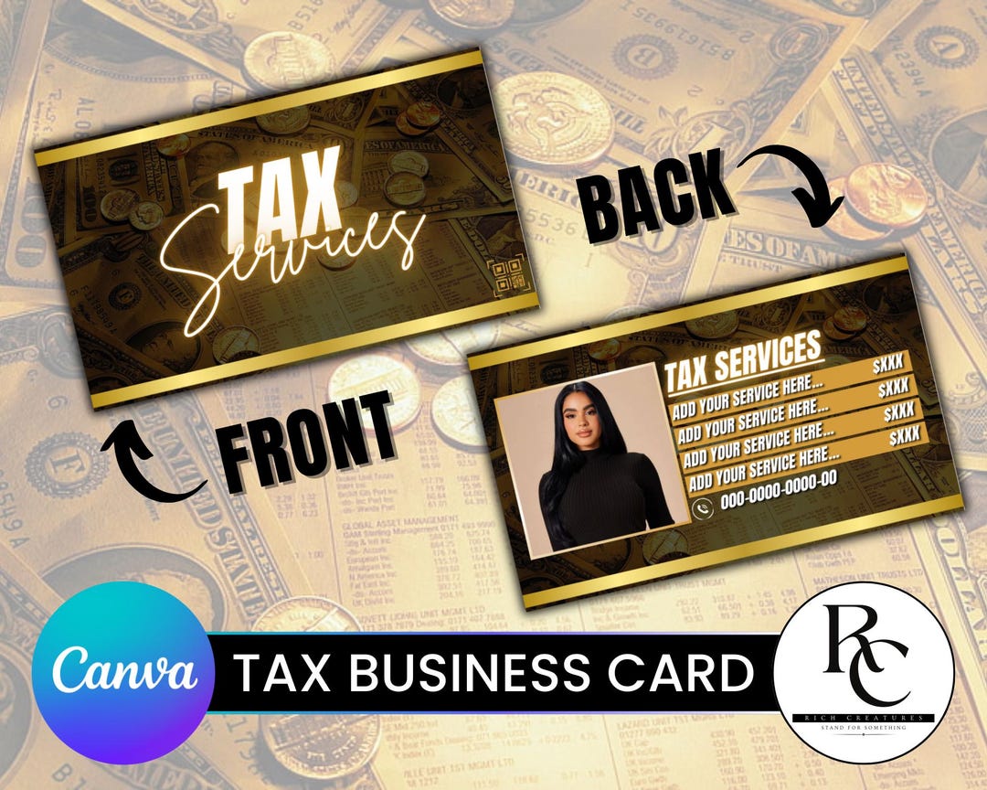 DIY Tax Business Card, Tax Prep Business Card, Tax Refund Business Card ...